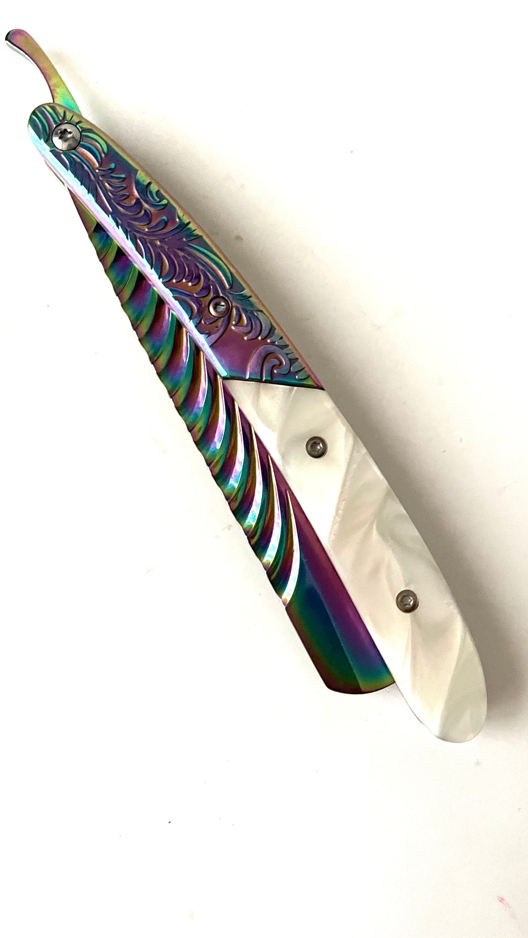 Razor Blade Knife Antique Design Stainless Steel Titanium Rainbow - Etsy