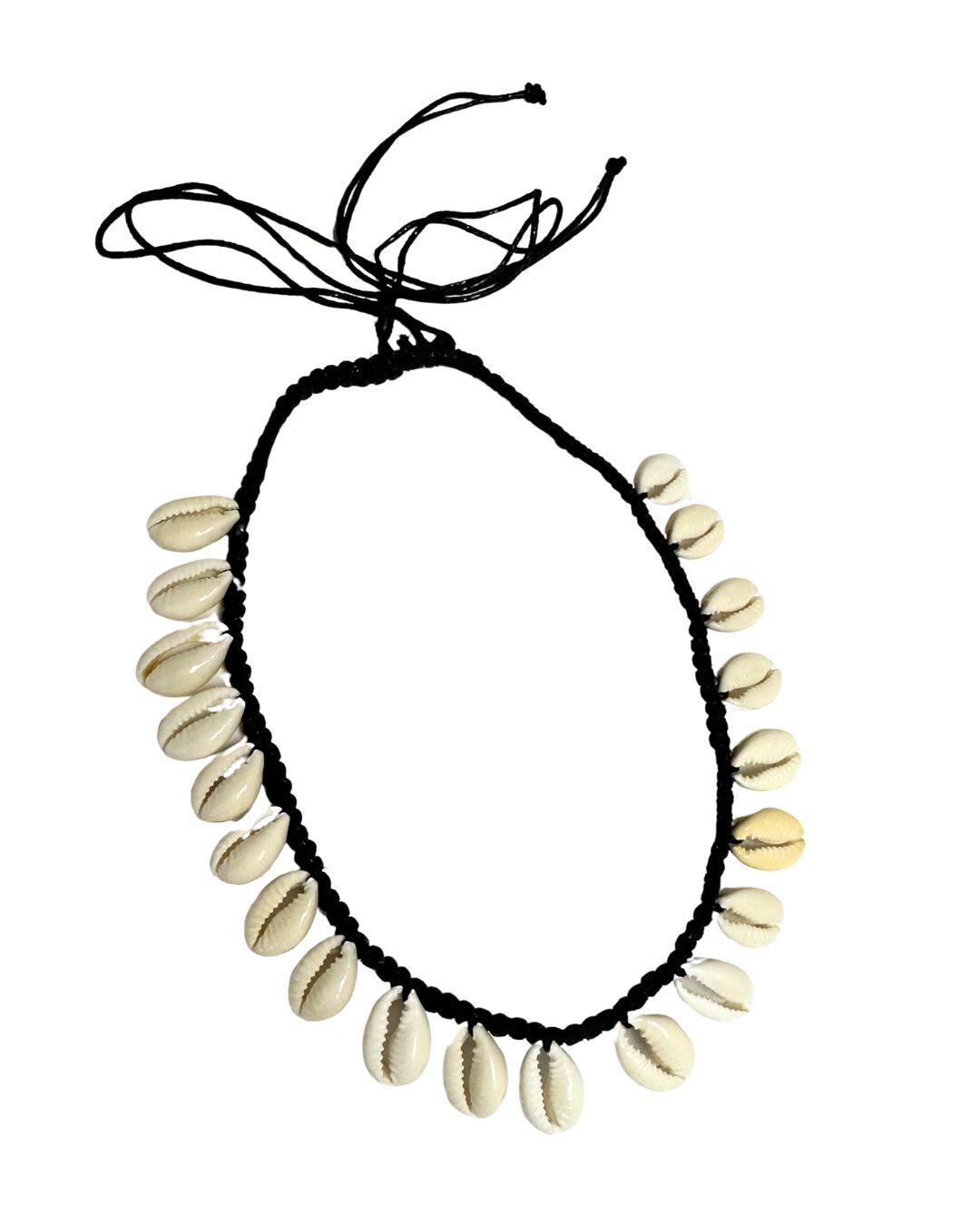 African Cowrie Shell Choker Necklace Black String - Etsy