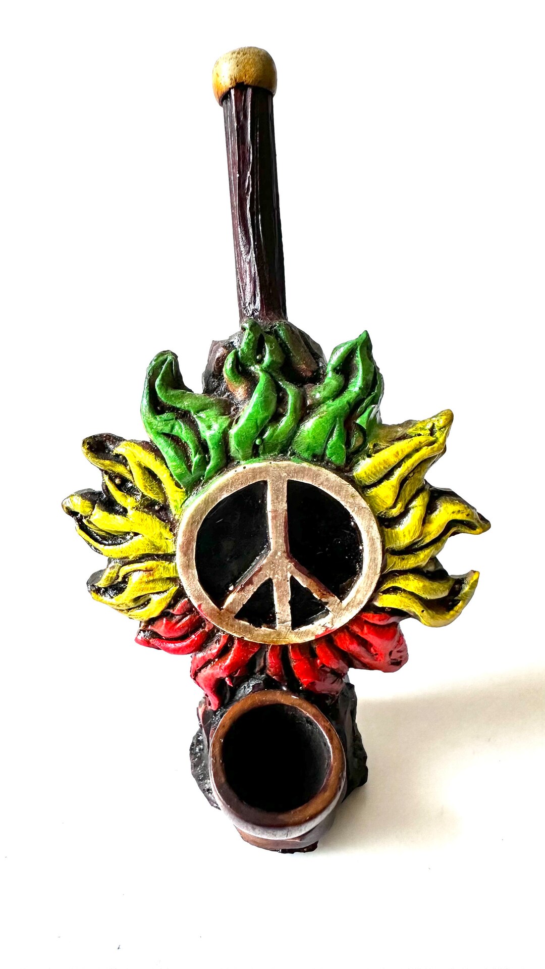 Peace Sign Tobacco Smoking Large Pipe Handmade Pipes Collectible 6 Inch ...