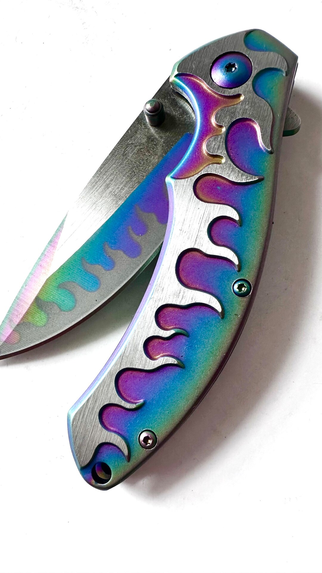 Embossed Rainbow Flame Collectible Knife Stainless Steel - Etsy