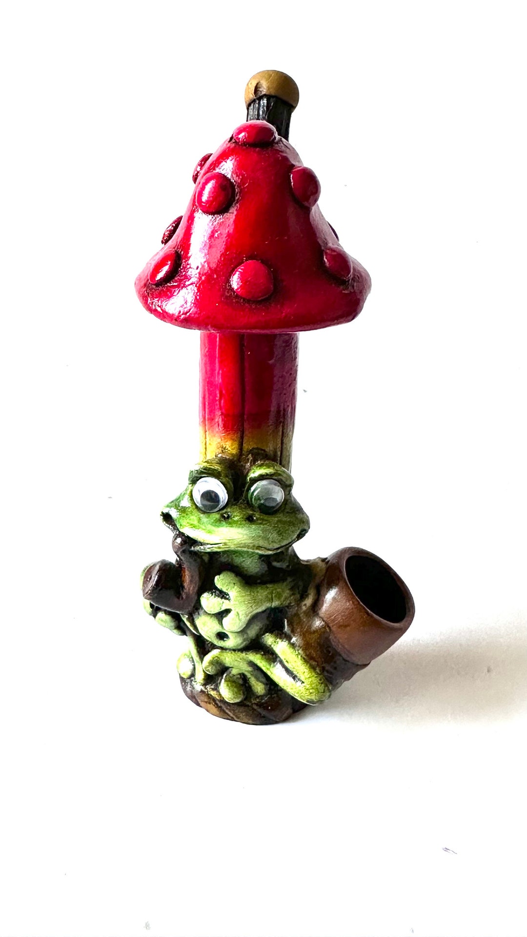 Frog on Red Mushroom Tobacco Pipes Smoking Large Pipe Handmade ...