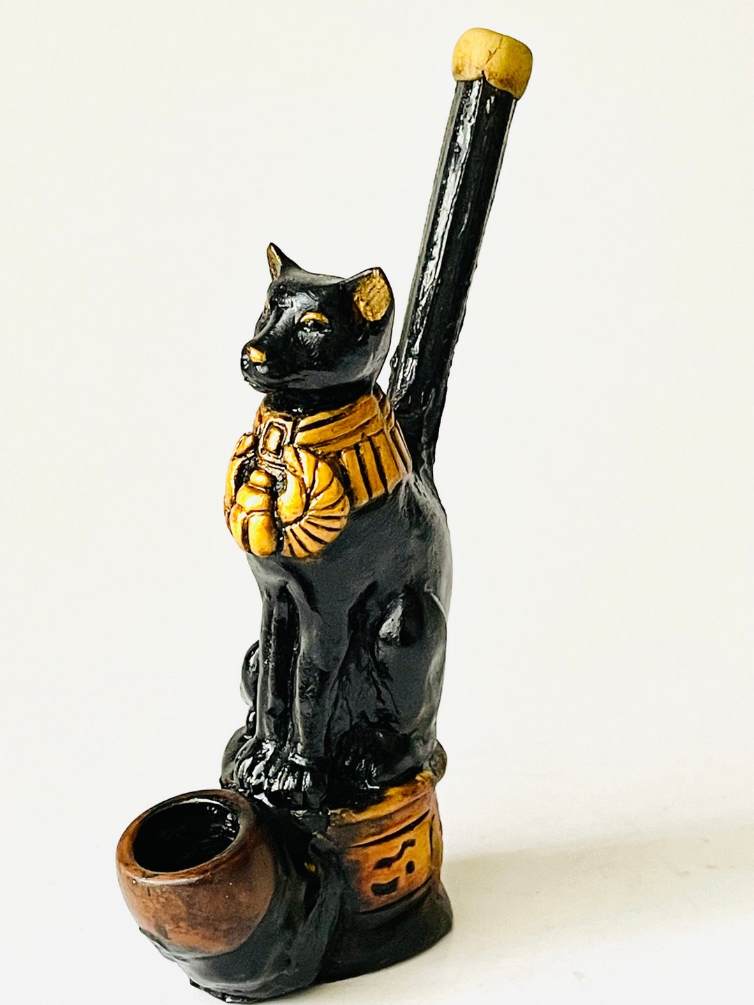 Black Cat Tobacco Pipe Smoking Large Pipe Handmade Collectible 7 Inch ...