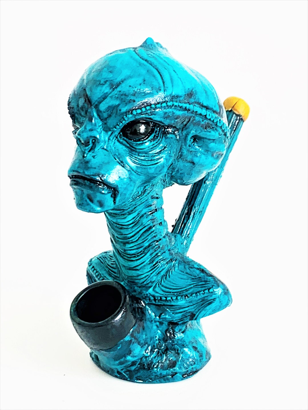 Tobacco Smoking Large Pipe Blue Alien Design Handmade Pipes Collectible ...
