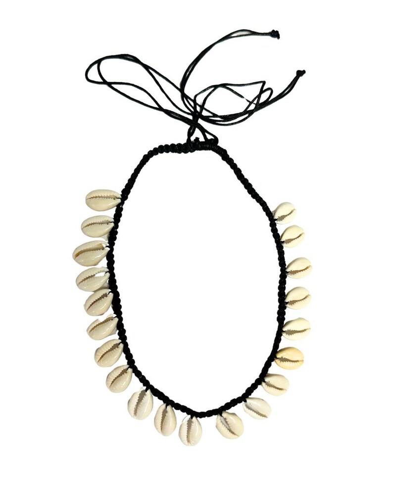 African Cowrie Shell Choker Necklace Black String - Etsy