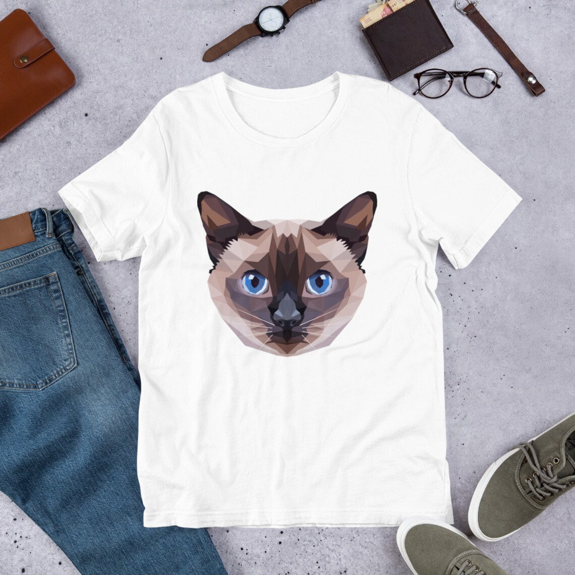 Low Poly Siamese Cats T-Shirt Unisex Cat T-Shirt Funny Cat - Etsy