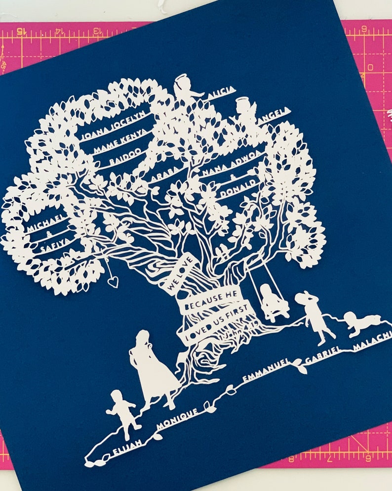 Personalised Gift | Paper Cut Art | Family Tree With Silhouettes | Wall ...