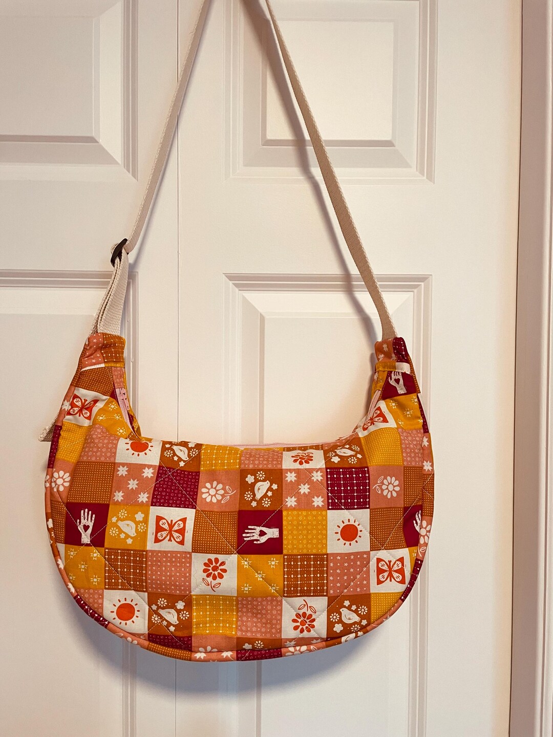 Quilted Crescent Bag - Purse, Crosstown Crescent, Ruby Star, Pink ...