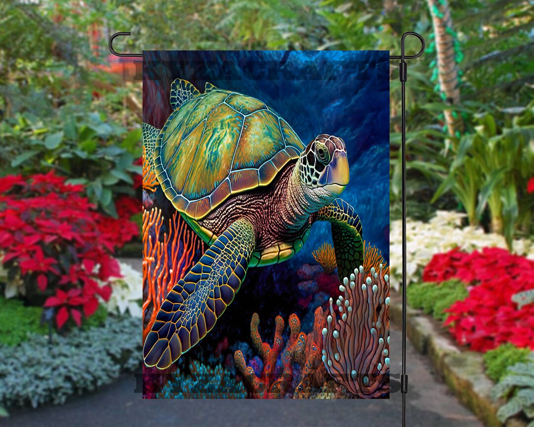 Stained Glass Sea Turtle Garden Flag - Etsy