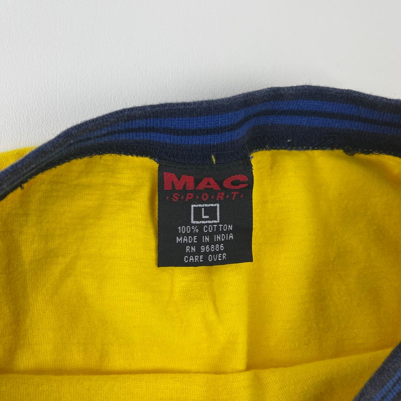 Vintage 90s Ringer Shirt Mac Sport Yellow Short Sleeve Oversized T-shirt Adult Size Large - Etsy
