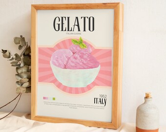Gelato Poster, Italian Food Art, Ice Cream Food Poster, Kitchen Decor ...