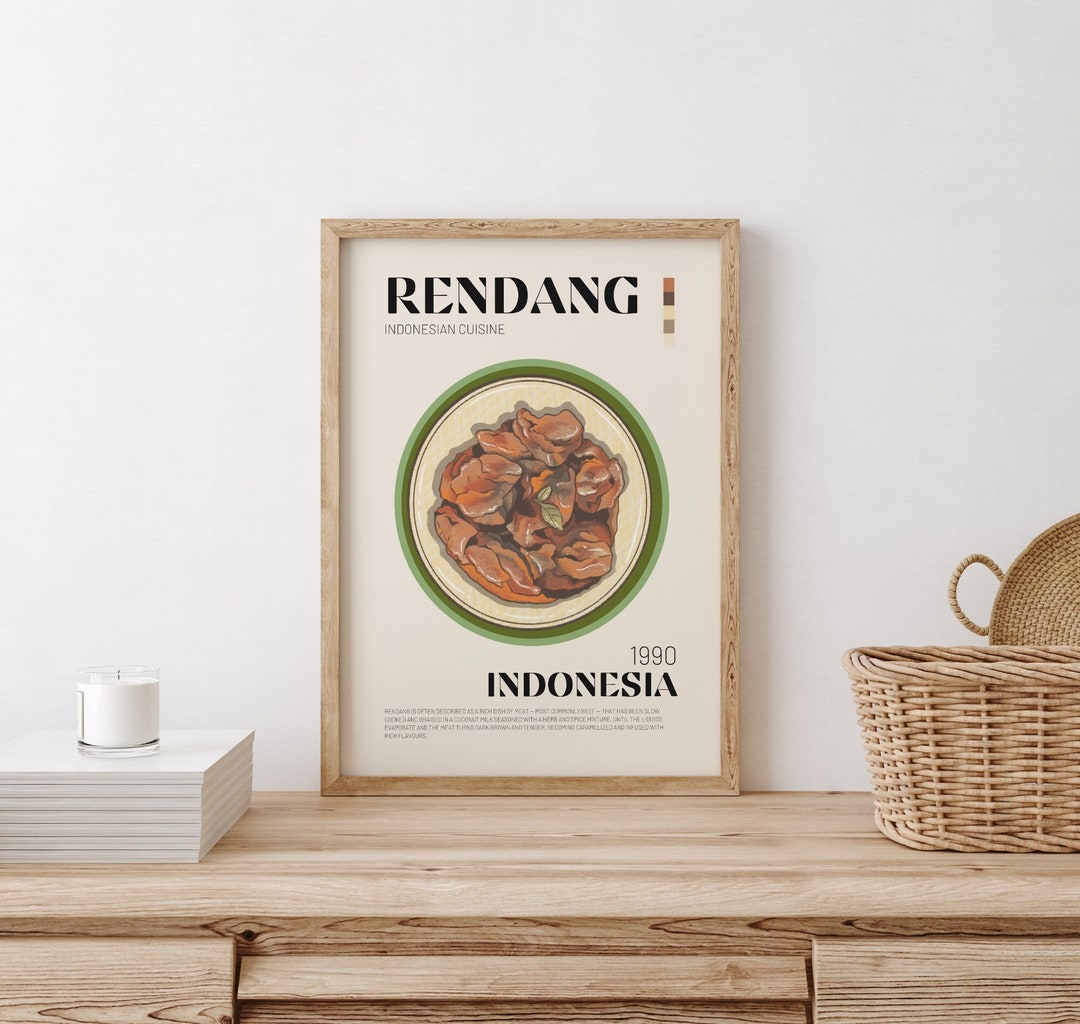 Rendang Print, Food Art, Indonesian Food, Food Poster, Housewarming ...