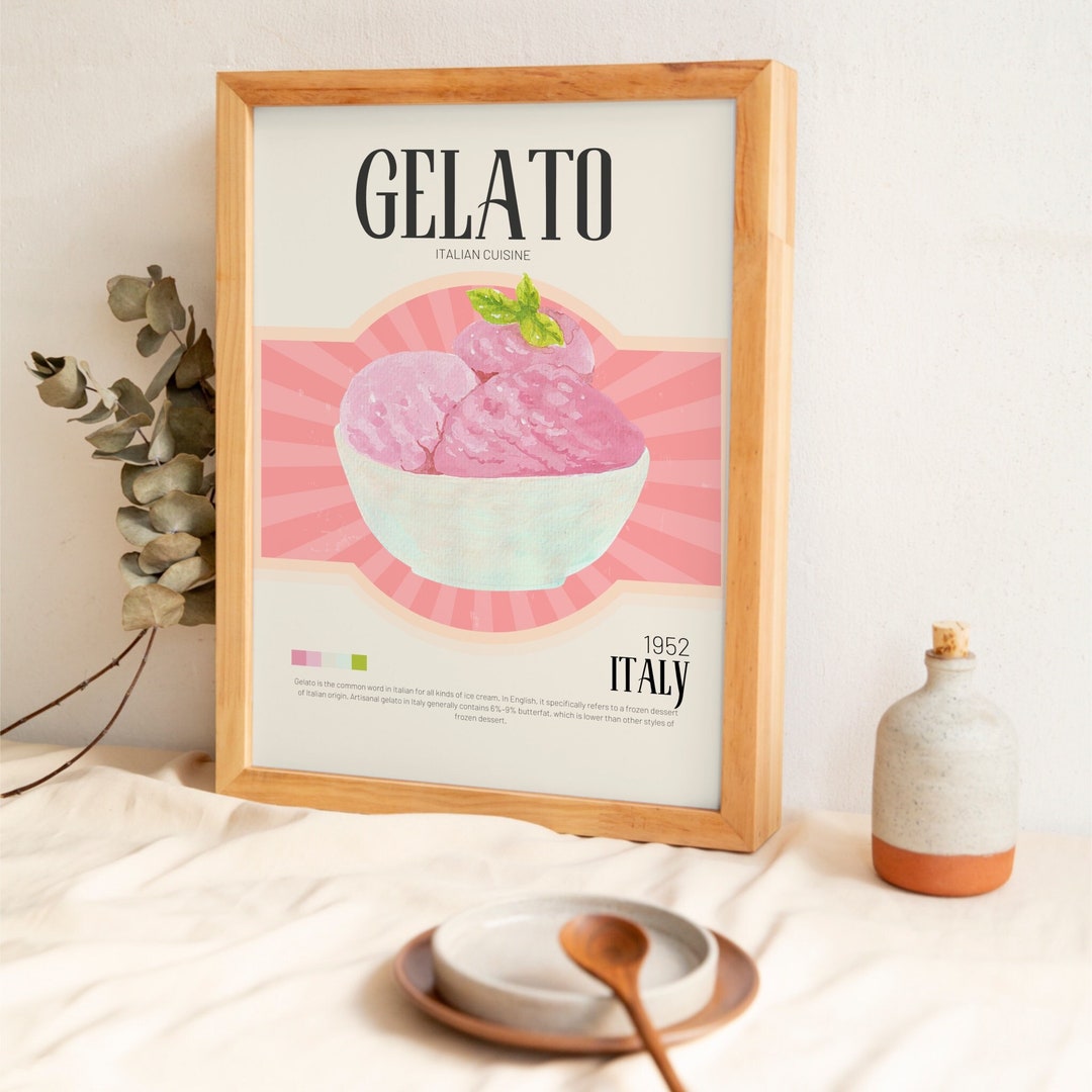 Gelato Poster, Italian Food Poster, Cafe Print, Pop Art, Ice Cream ...