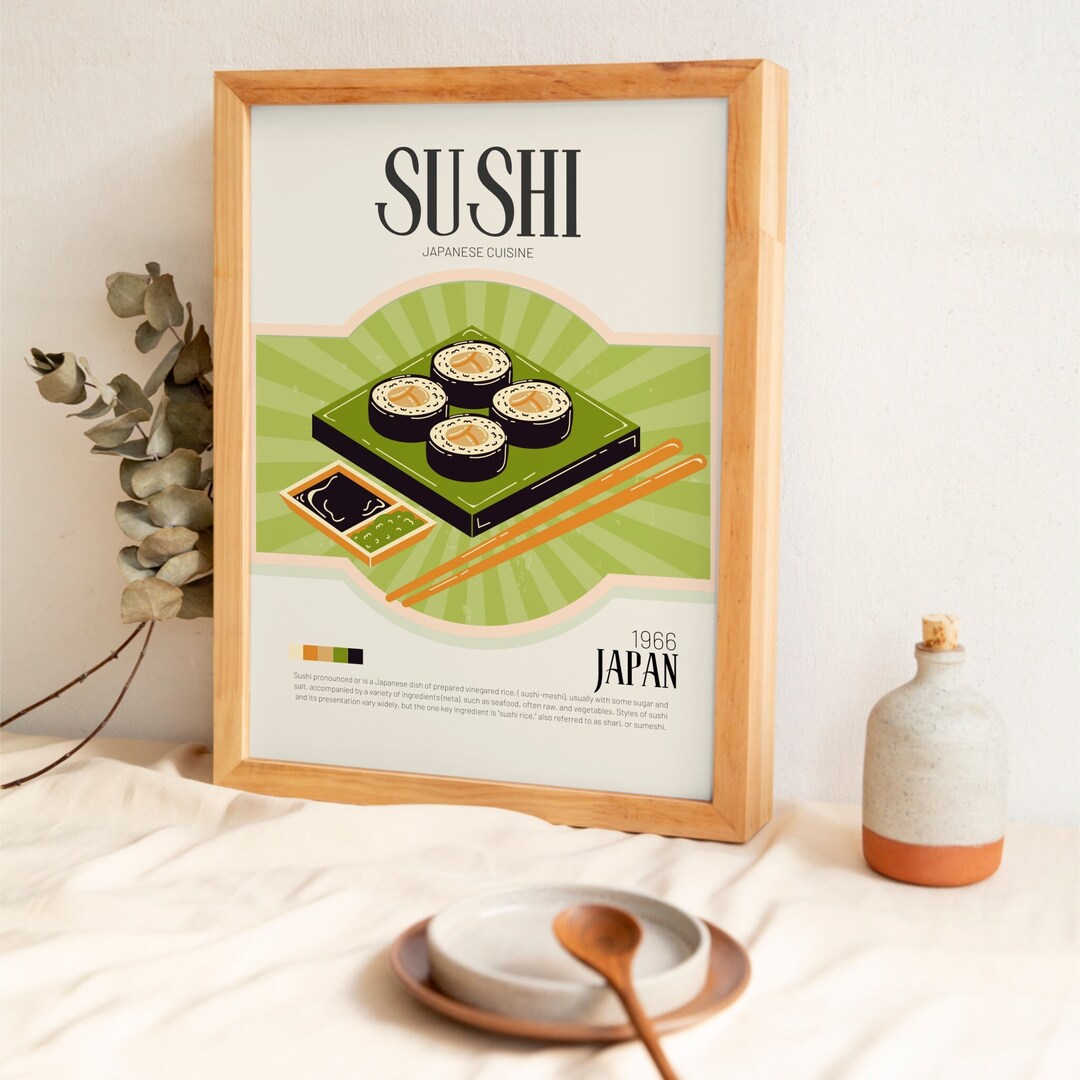 Sushi Poster, Japanese Food Poster, Vintage Print, Bar Art Kitchen ...