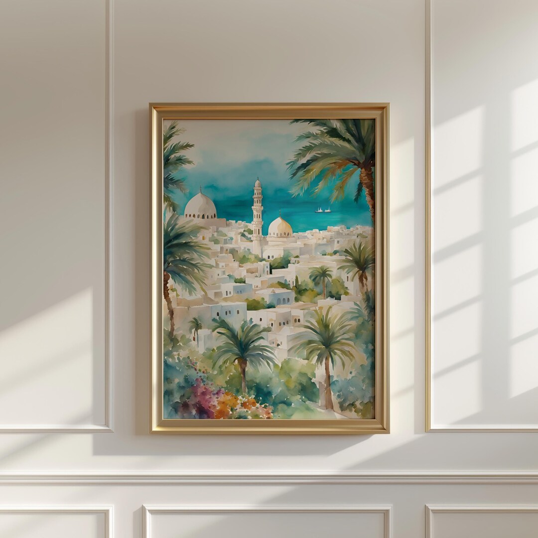 Muscat Watercolor Print, Oman Travel Poster, Muscat Wall Art, Home ...