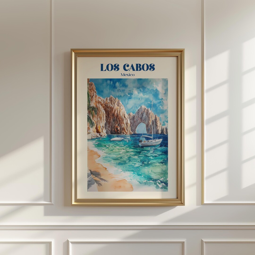 Los Cabos Watercolor Poster, Mexico Travel Wall Art, Cabo City Print ...