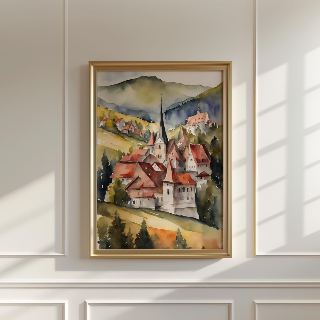 Transylvania Watercolor Print, Romania Travel Wall Art, Transylvania ...