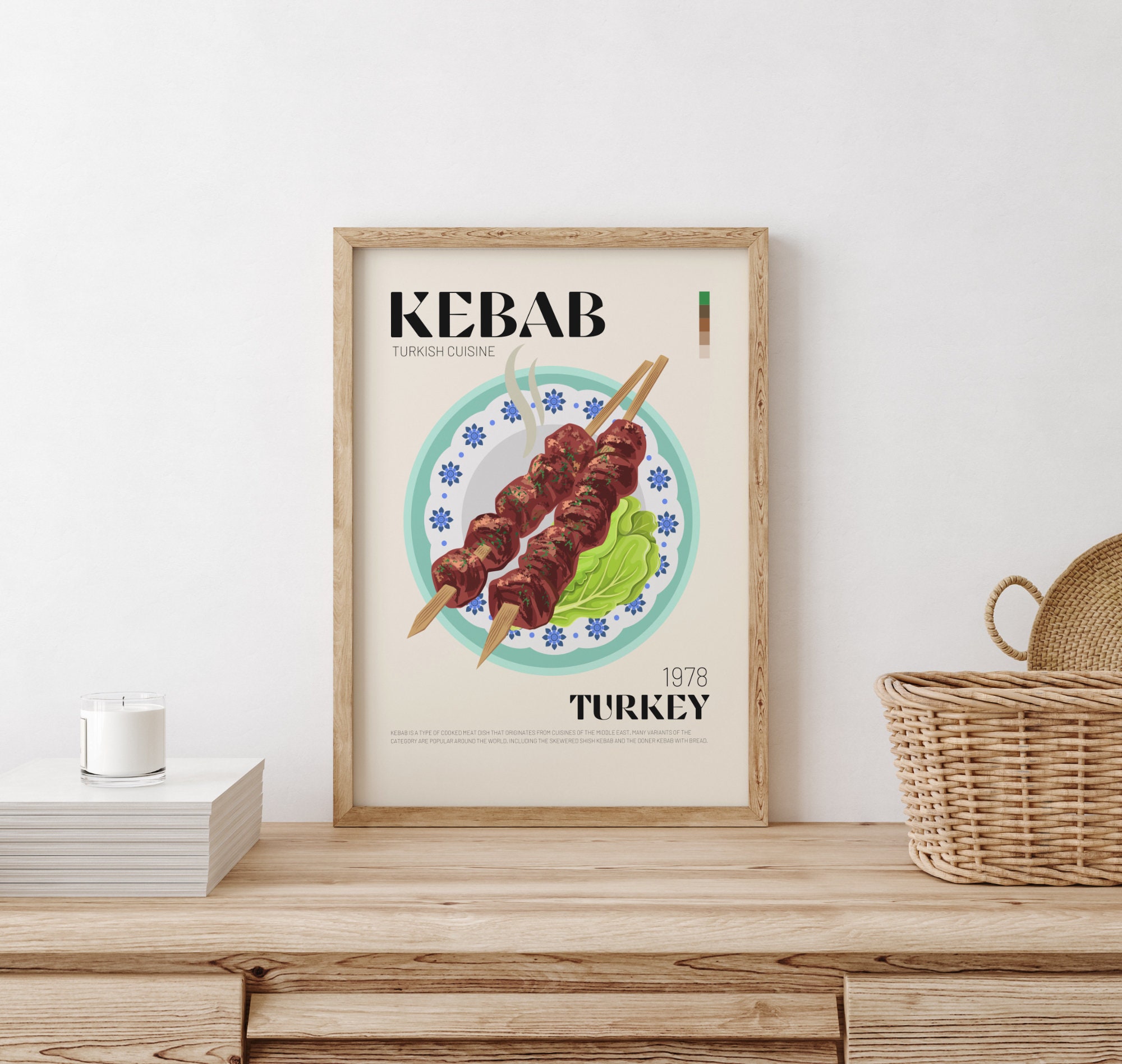 Kebab Print, Food Wall Art, Digital Art, Modern Kitchen Decor, Turkey ...