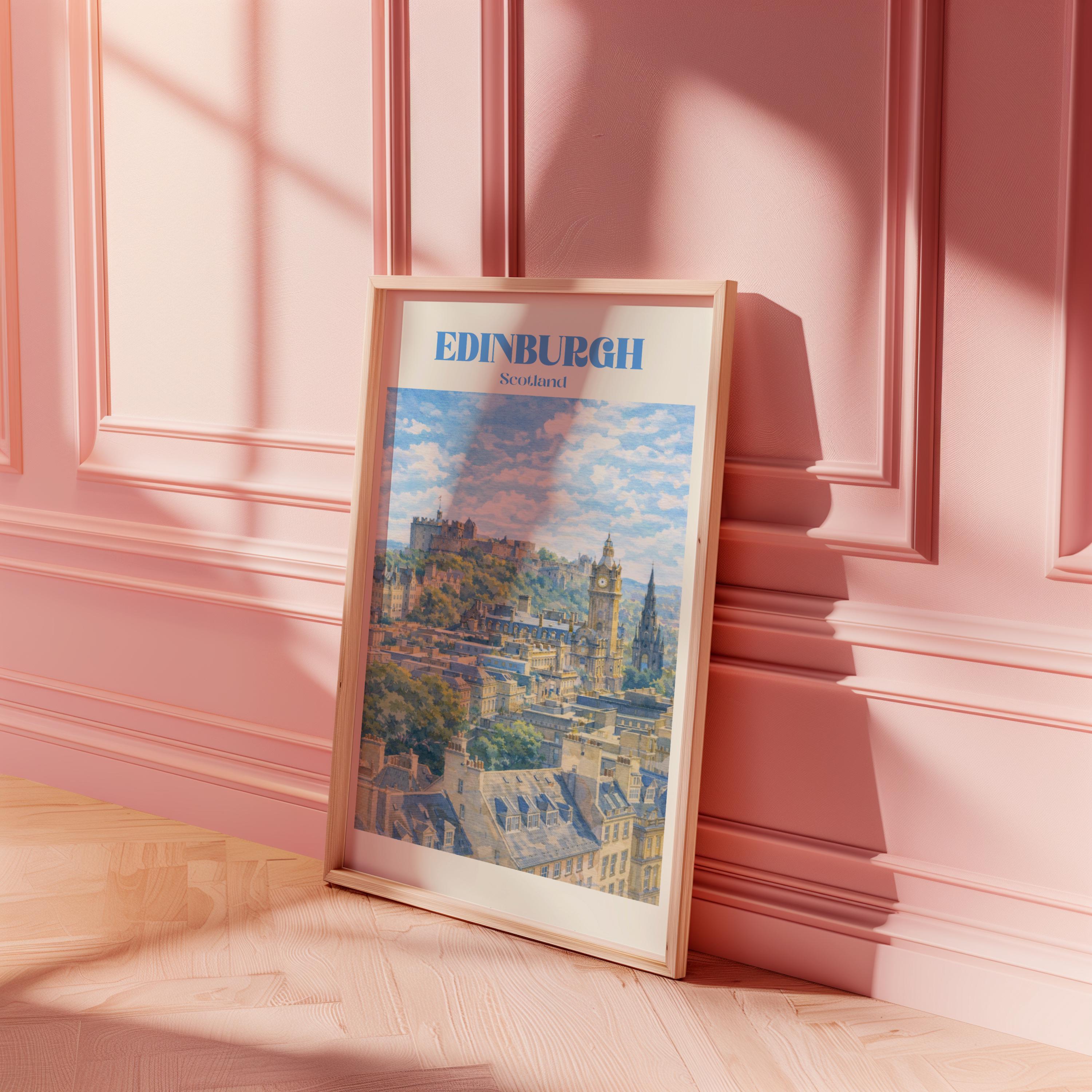 Edinburgh Watercolor Poster, Scotland Travel Wall Art, Edinburgh ...