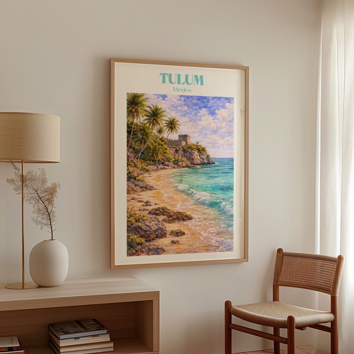 Tulum Watercolor Poster, Tulum Beach Print, Mexico Travel Wall Art ...