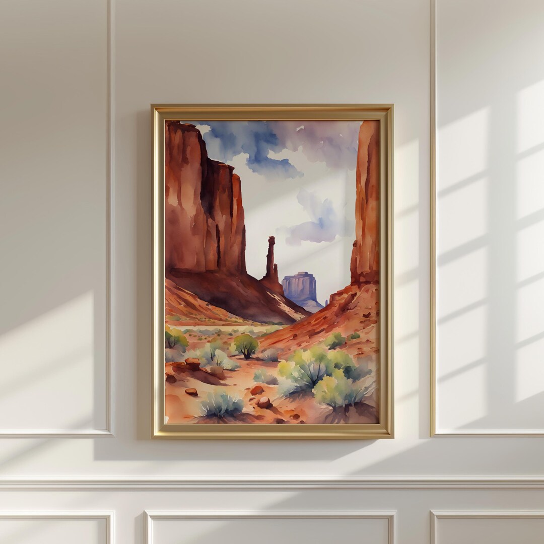 Monument Valley Watercolor Poster, National Park Travel Wall Art ...