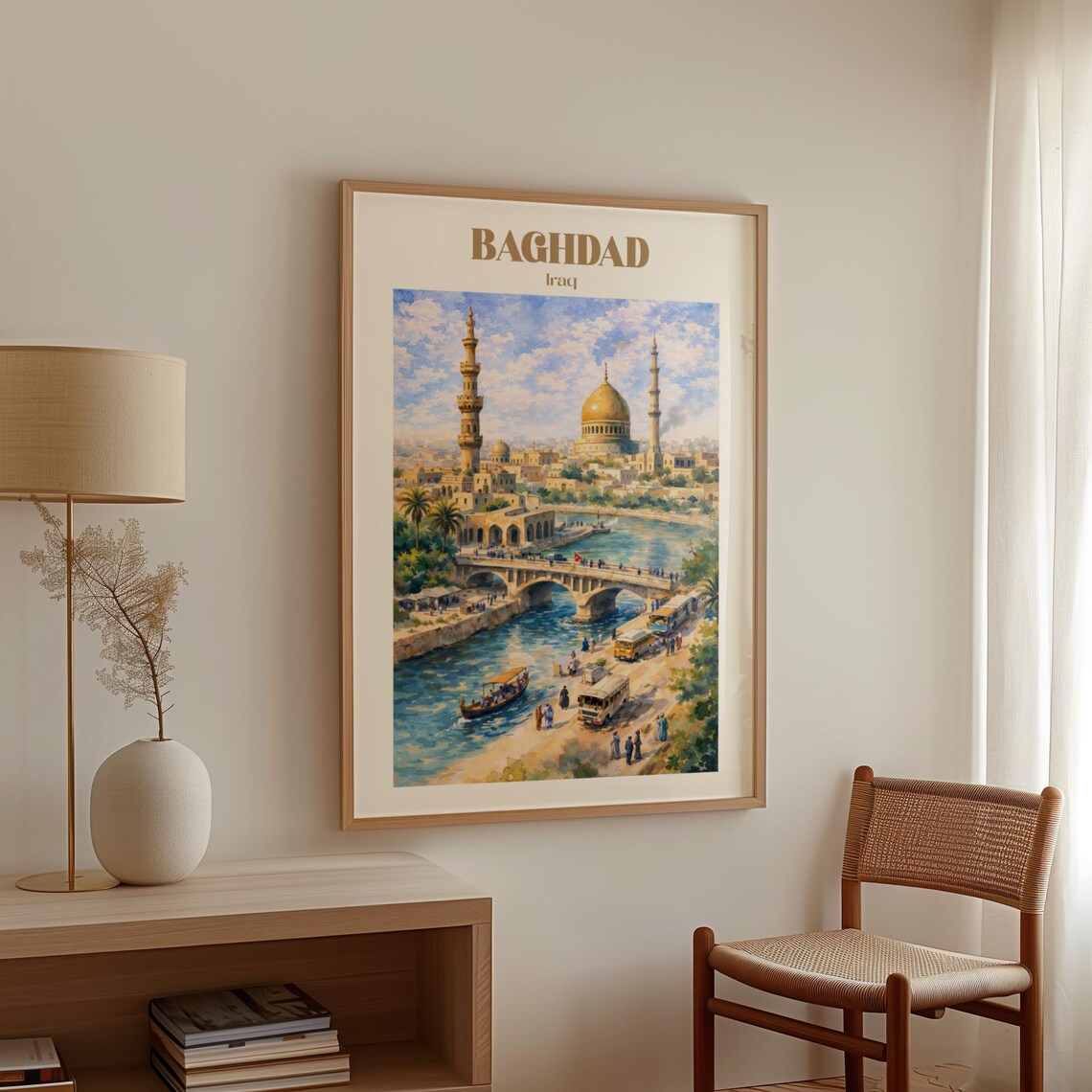 Baghdad Watercolor Poster, Iraq Travel Wall Art, Middle East Poster ...