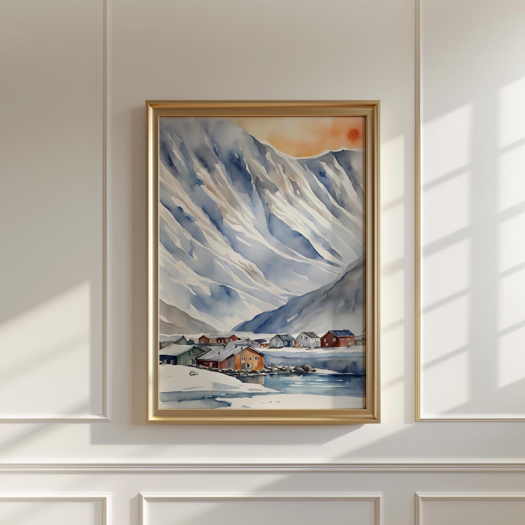 Svalbard Norway Watercolor Poster, Arctic Travel Print, Spitsbergen ...