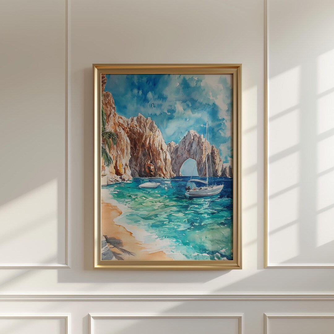 Los Cabos Watercolor Poster, Mexico Travel Wall Art, Cabo City Print ...