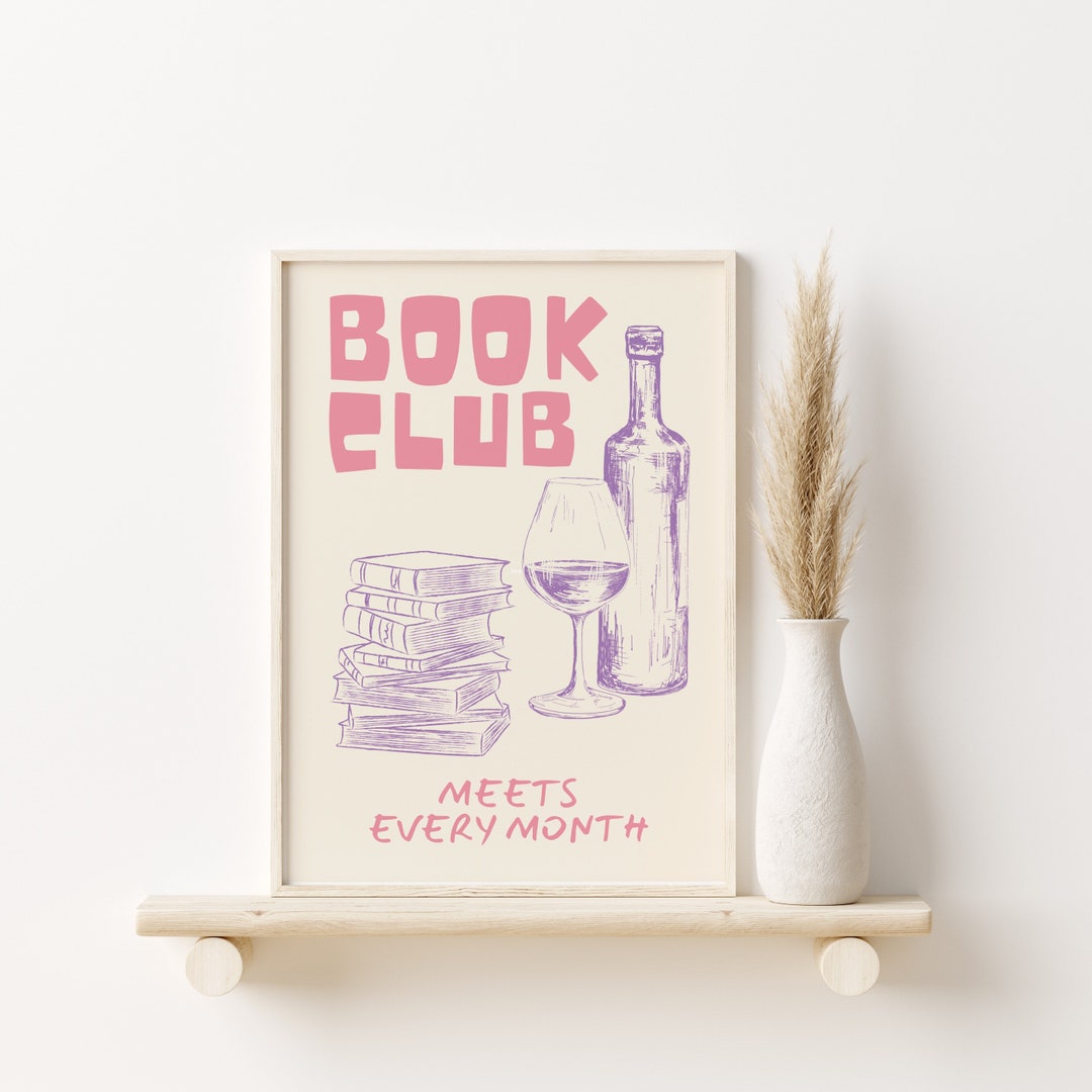 Book Club Print, Cute Book Club Decor, Trendy Reading Wall Art, Book ...