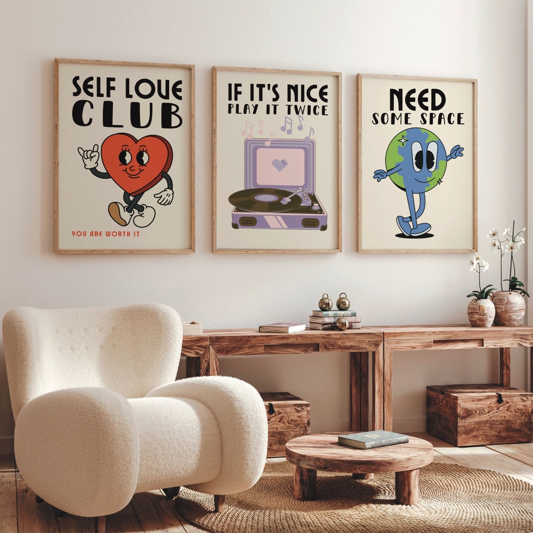 Set of 3 Digital Print, Retro Quote Wall Print, Positive Quote Print ...