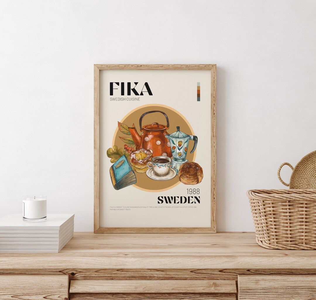 Fika Print Coffee Wall Art Downloadable Kitchen Decor Swedish Food ...