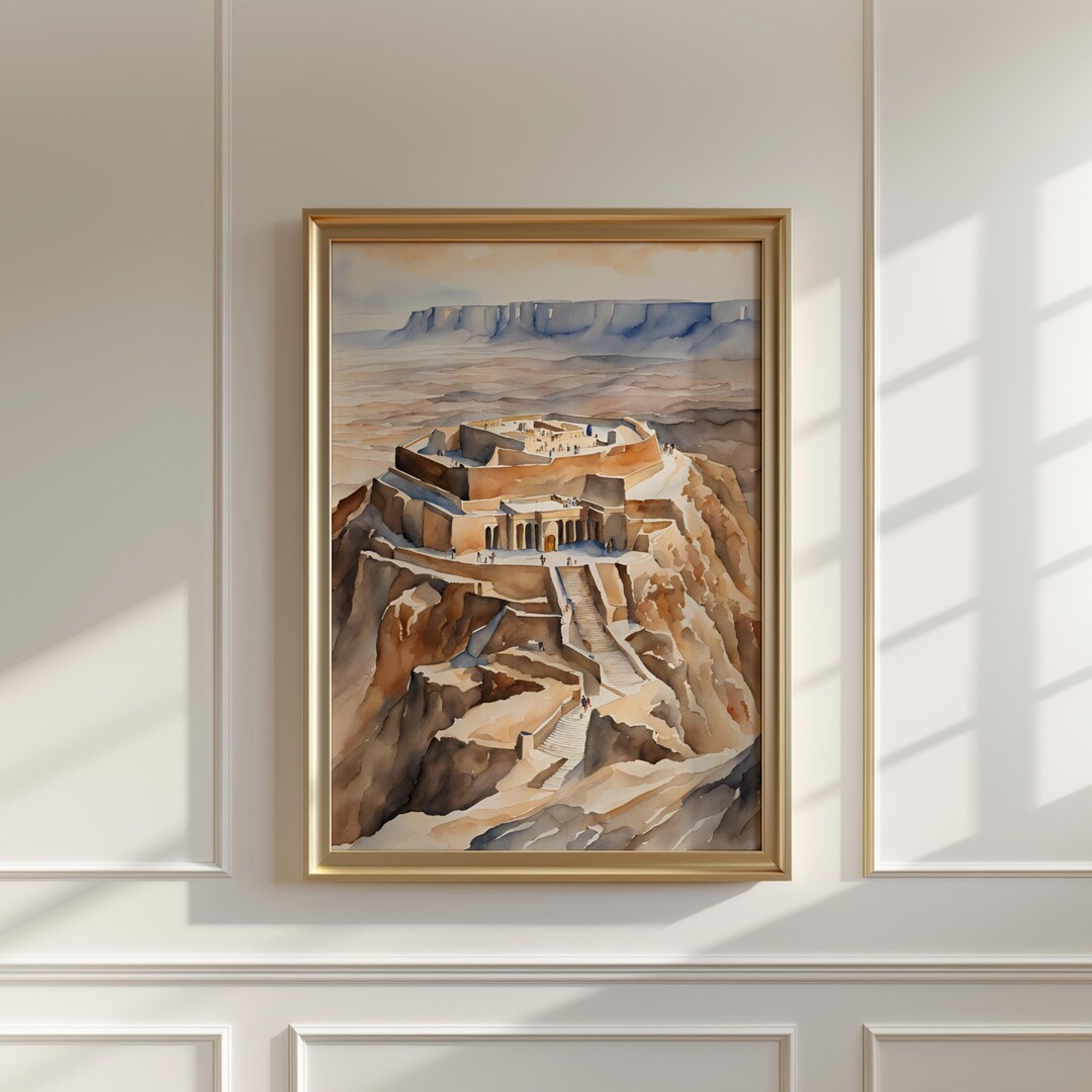 Impressão em aquarela de Masada, pôster de viagem de Israel, arte de ...
