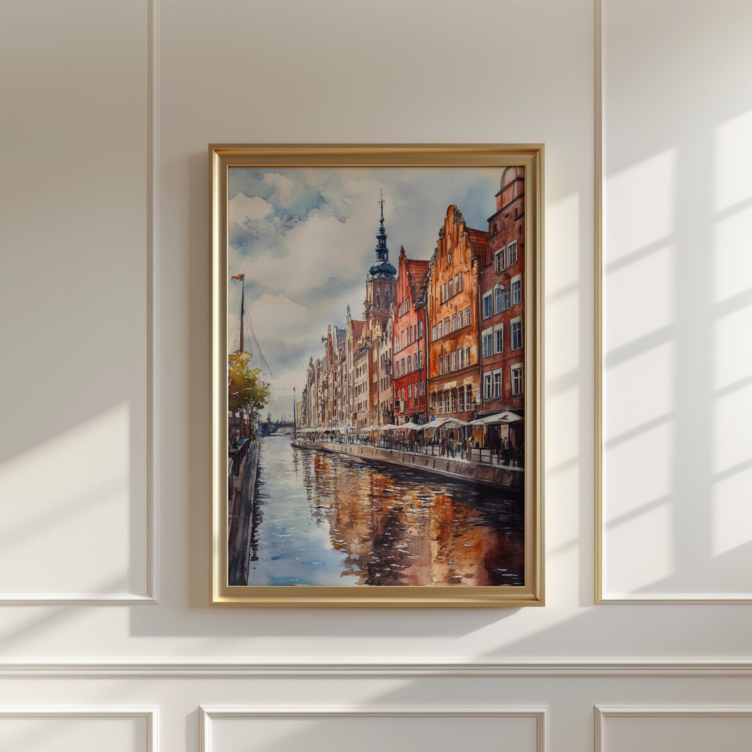 Gdansk Watercolor Poster, Polish Baltic Coast Wall Art, Gdansk Print ...
