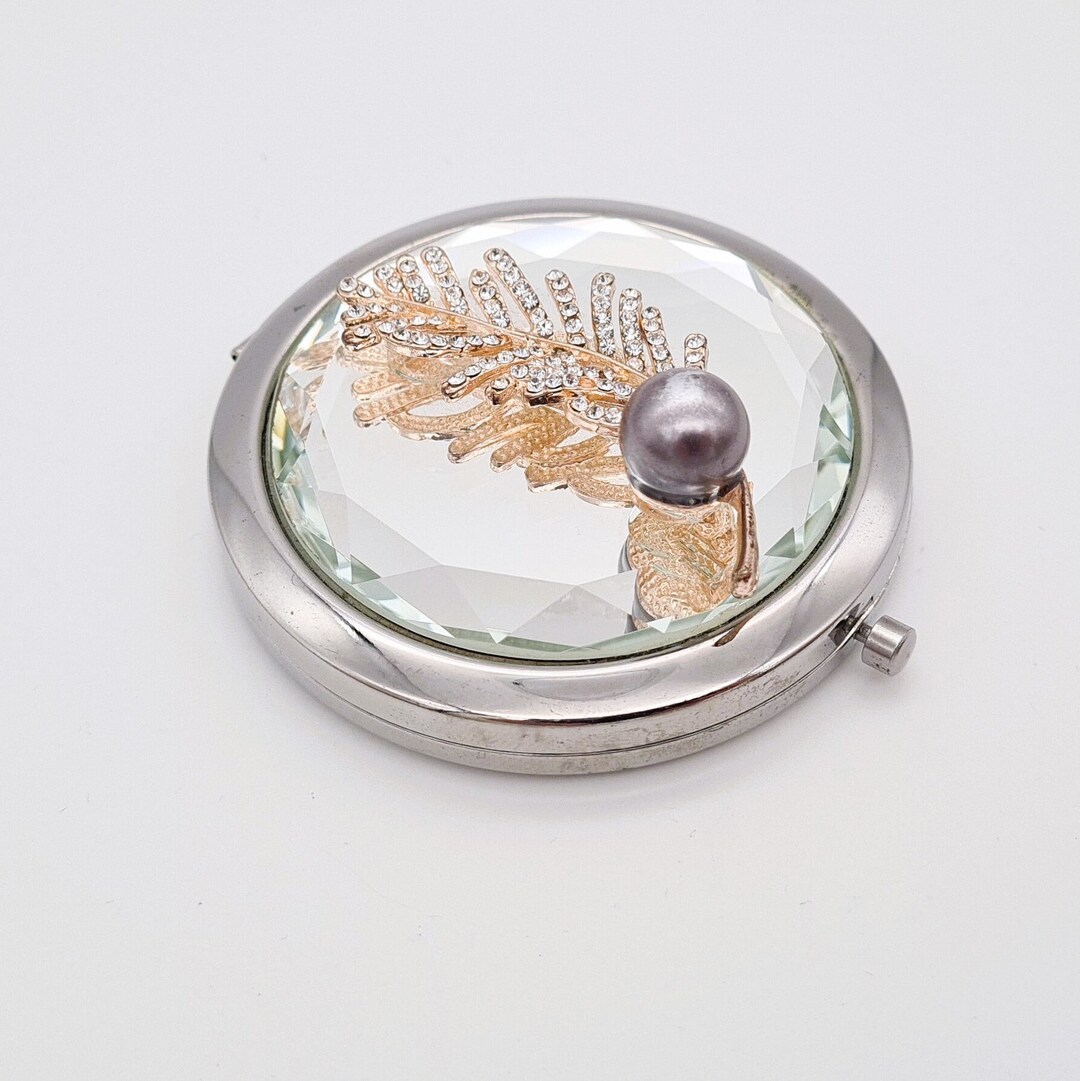 Vintage Faceted Twin Compact Mirror – Crystal Floral Design - Etsy