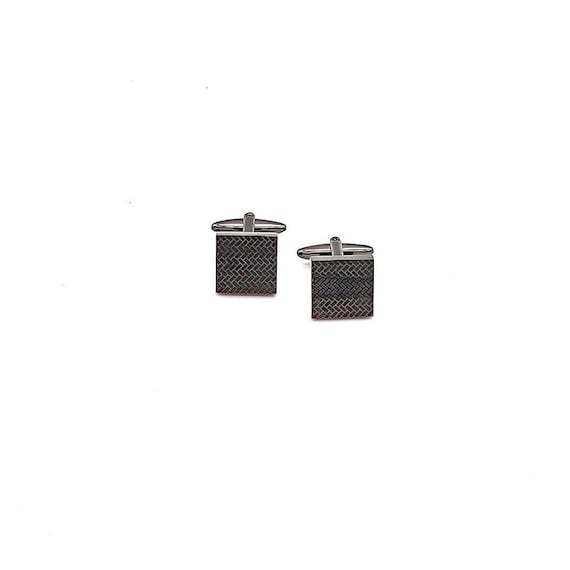 Black Metallic Finish Cufflinks Set- Marks And Spence… - Gem