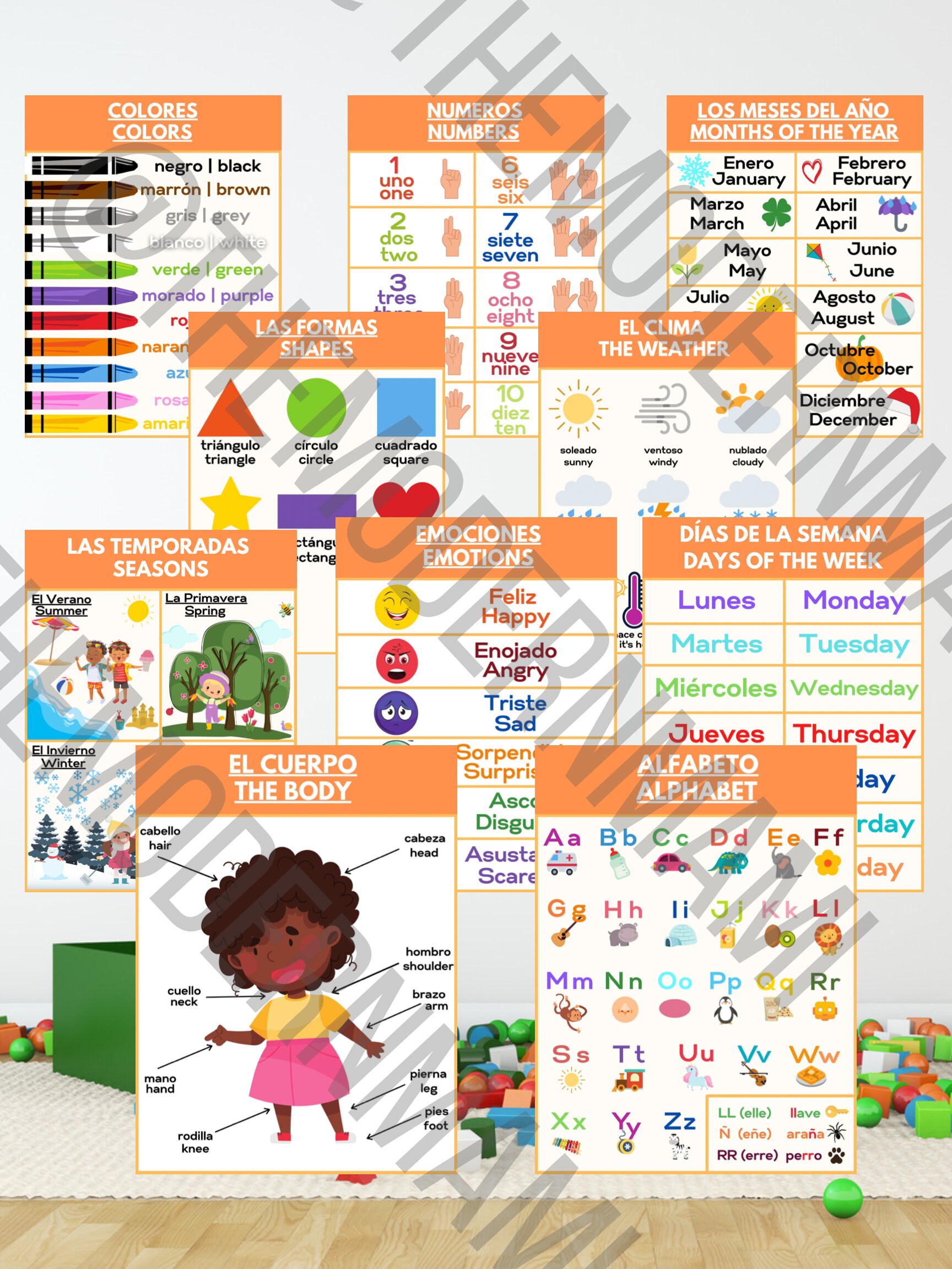 Educational Bilingual Poster Printables English and Spanish - Etsy