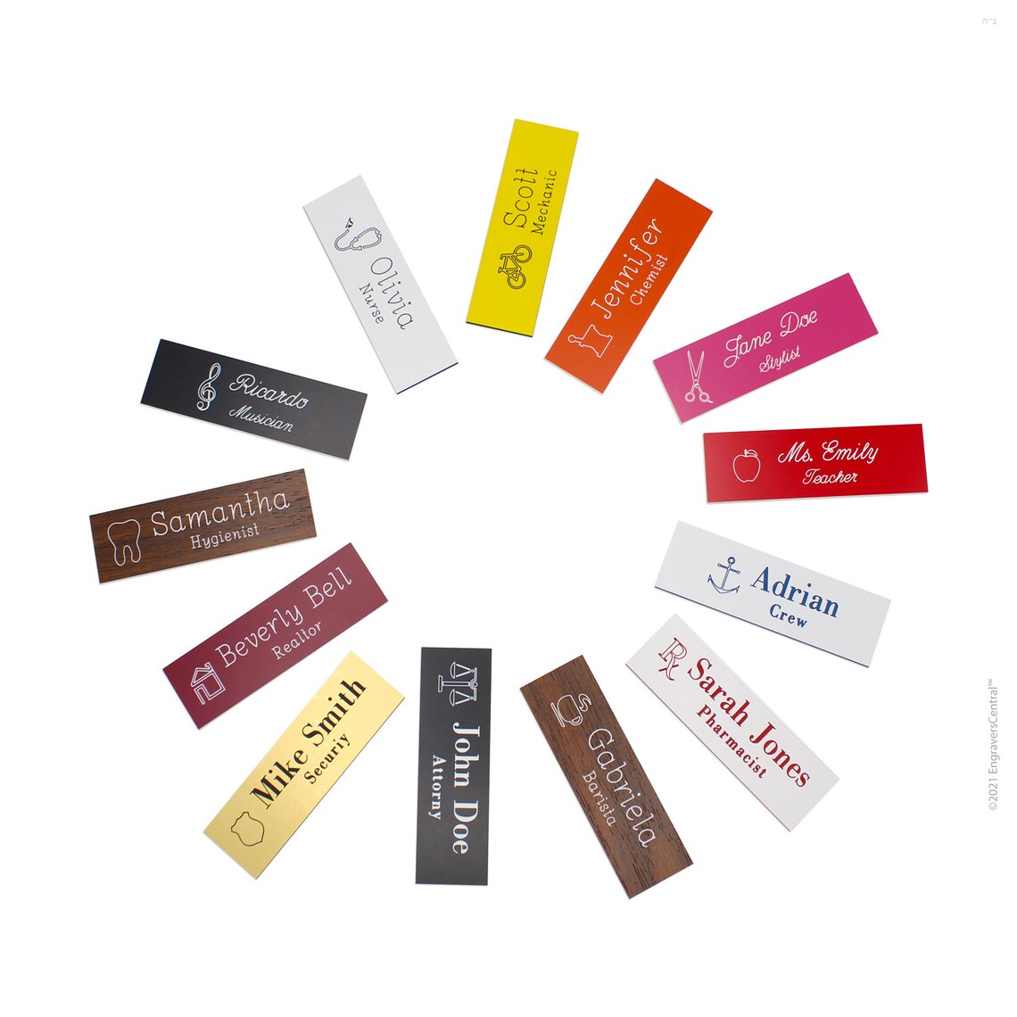 Personalized Engraved Name Tag Badge With Industry Logo Icons - Etsy