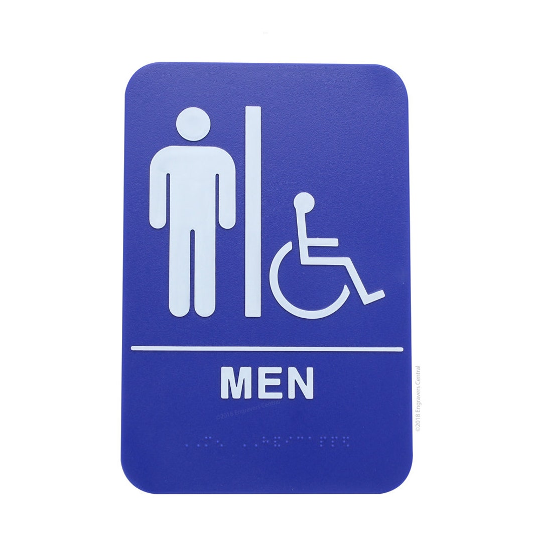 Men's Braille Handicapped Restroom Sign - 6x9 ADA Bathroom Sign With ...