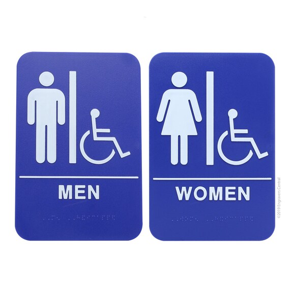 Blue Mens Bathroom Sign