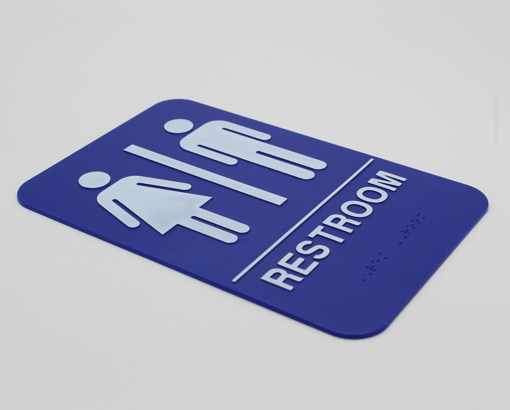 Unisex Braille Restroom Sign 6x9 ADA Bathroom Sign With Double Sided ...