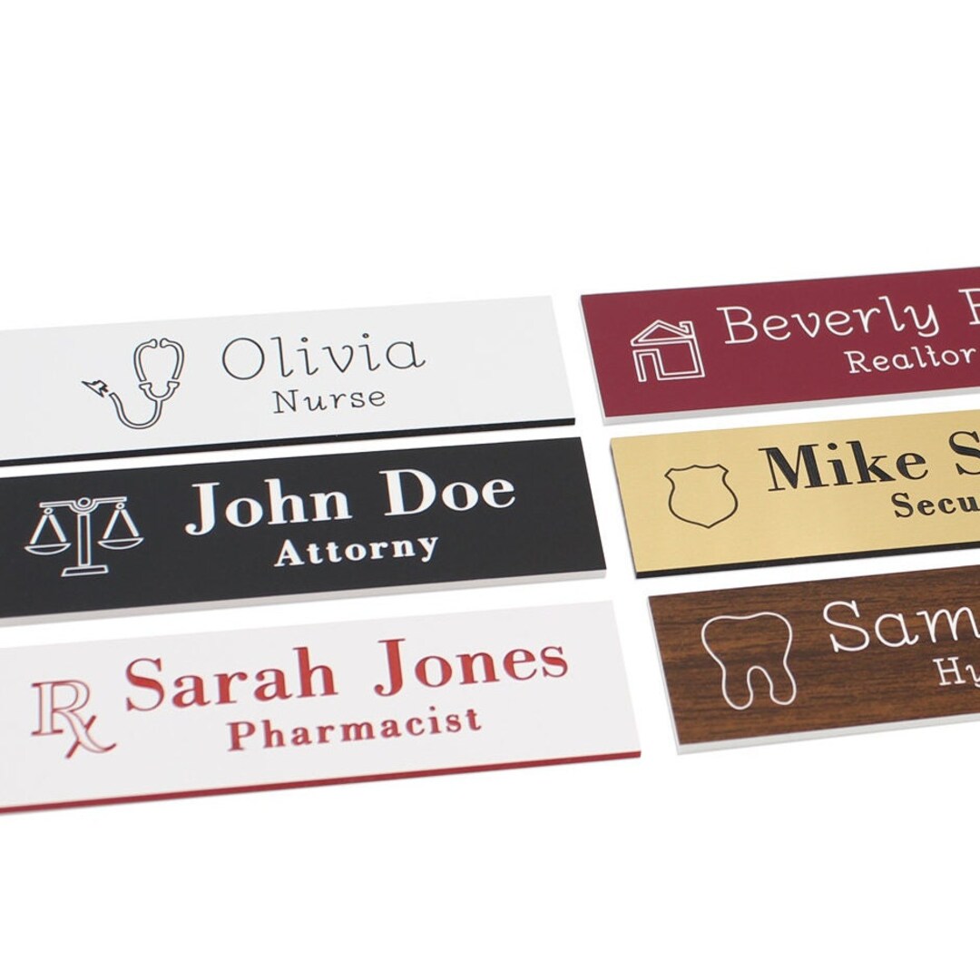 Personalized Engraved Name Tag Badge With Industry Logo Icons (20 Color ...