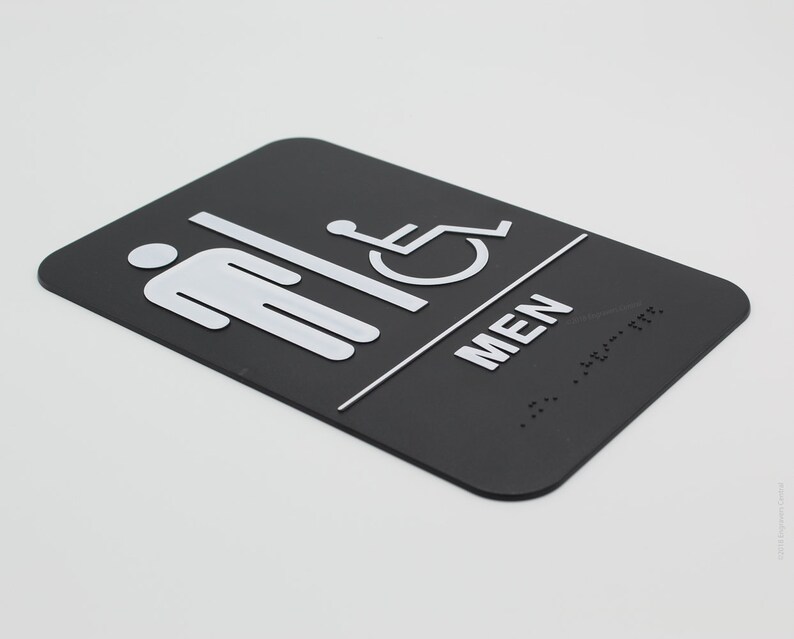 Men's Braille Handicapped Restroom Sign - 6x9 ADA Bathroom Sign With ...