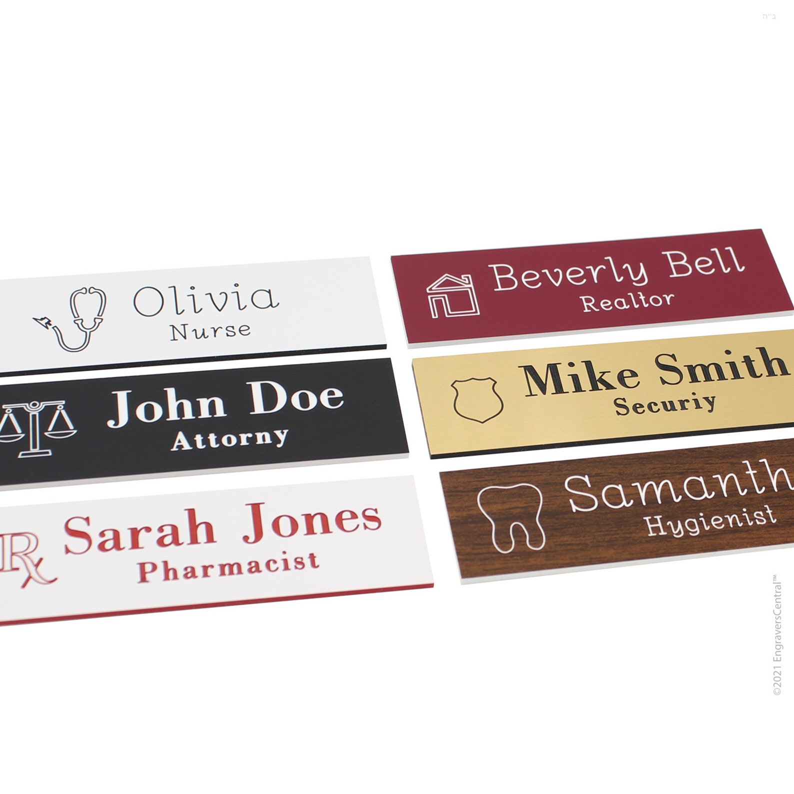 Personalized Engraved Name Tag Badge With Industry Logo Icons 20 Color ...
