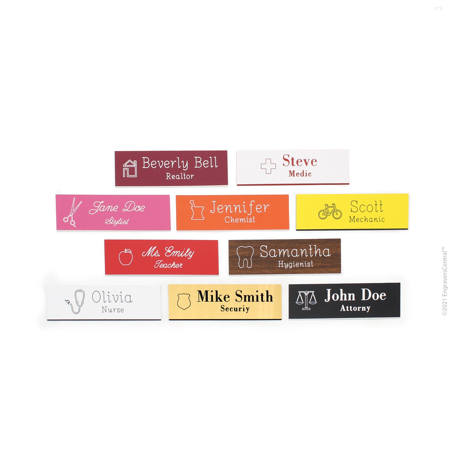 Personalized Engraved Name Tag Badge With Industry Logo Icons 20 Color ...