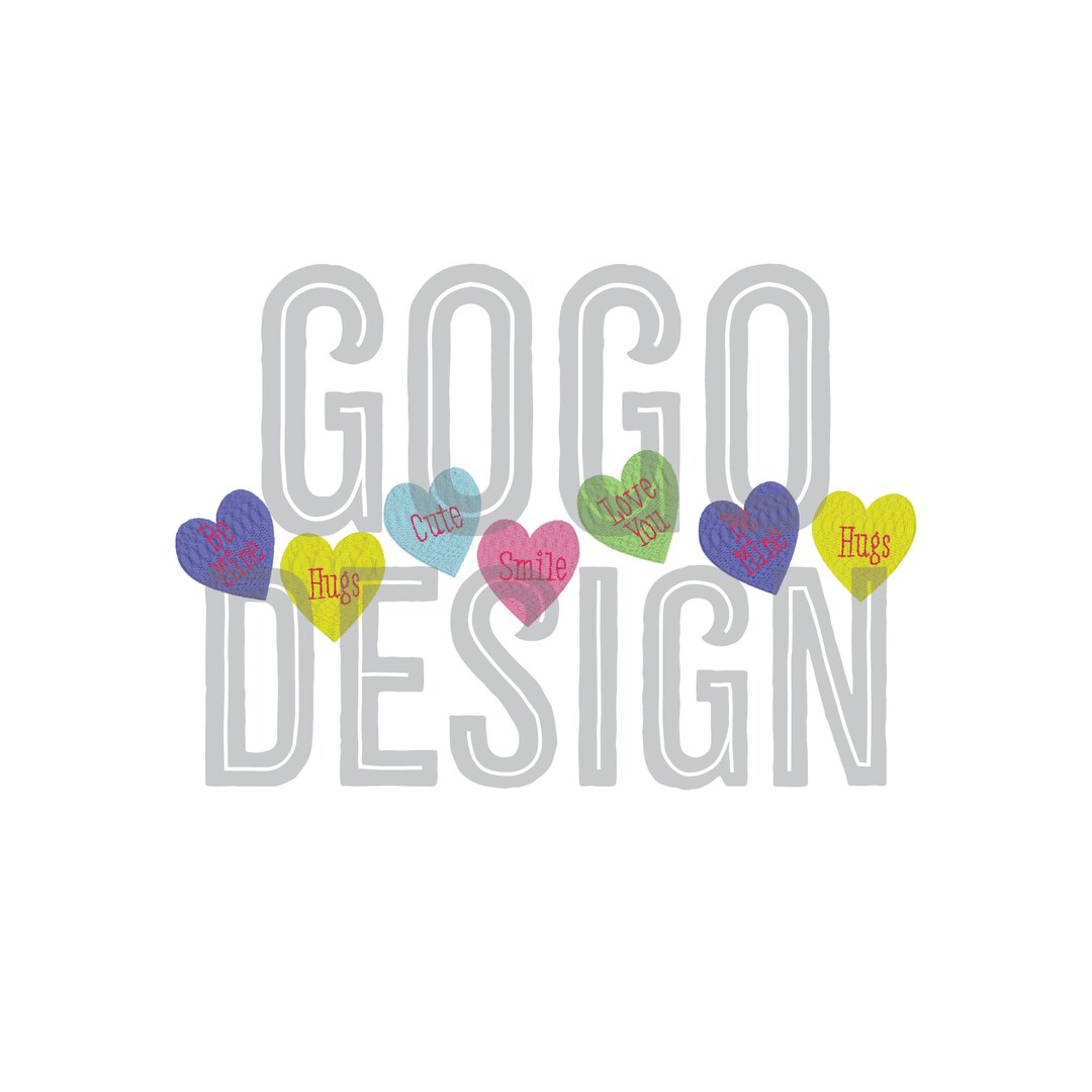 Valentine Embroidery Design Candy Heart Embroidery Design - Etsy