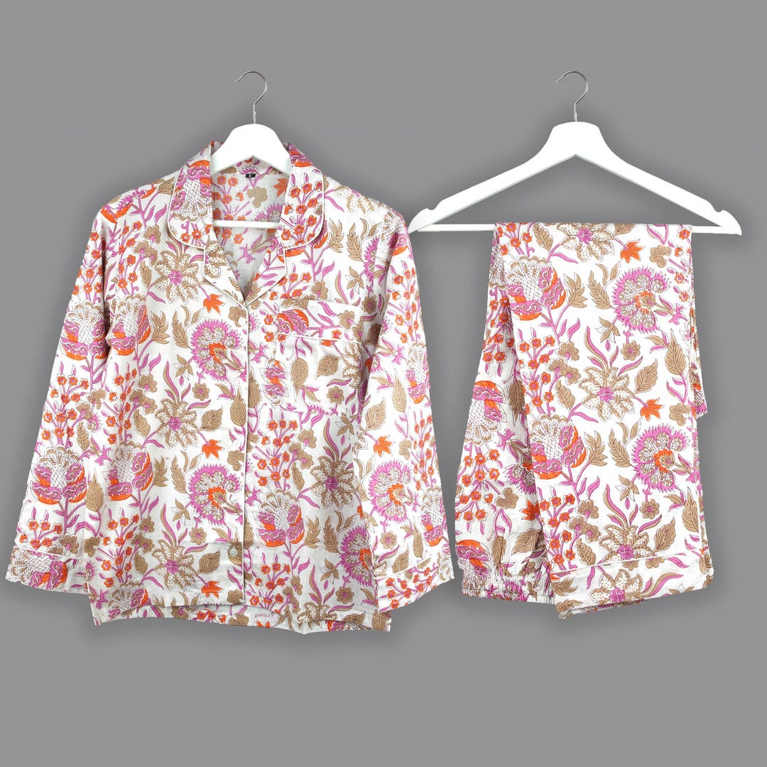 Block Printed Soft Cotton Pyjamas Set,100% Cotton Pyjamas Uk,pyjamas ...
