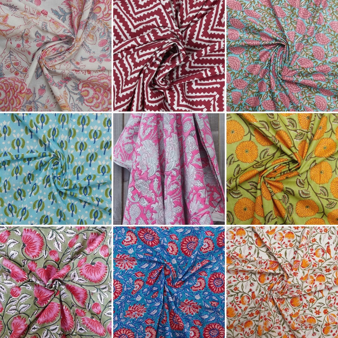 Hand Block Print Soft Fabric Cloth by the Meter 100 % Pure - Etsy