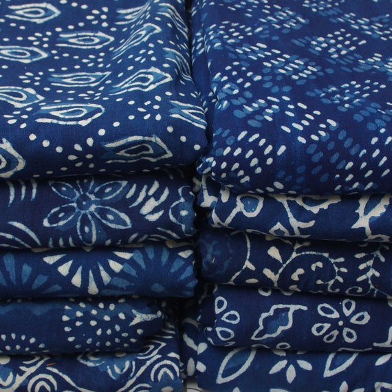 Natural Indigo Dabu Hand Block Print Fabric by the Meter 100 - Etsy