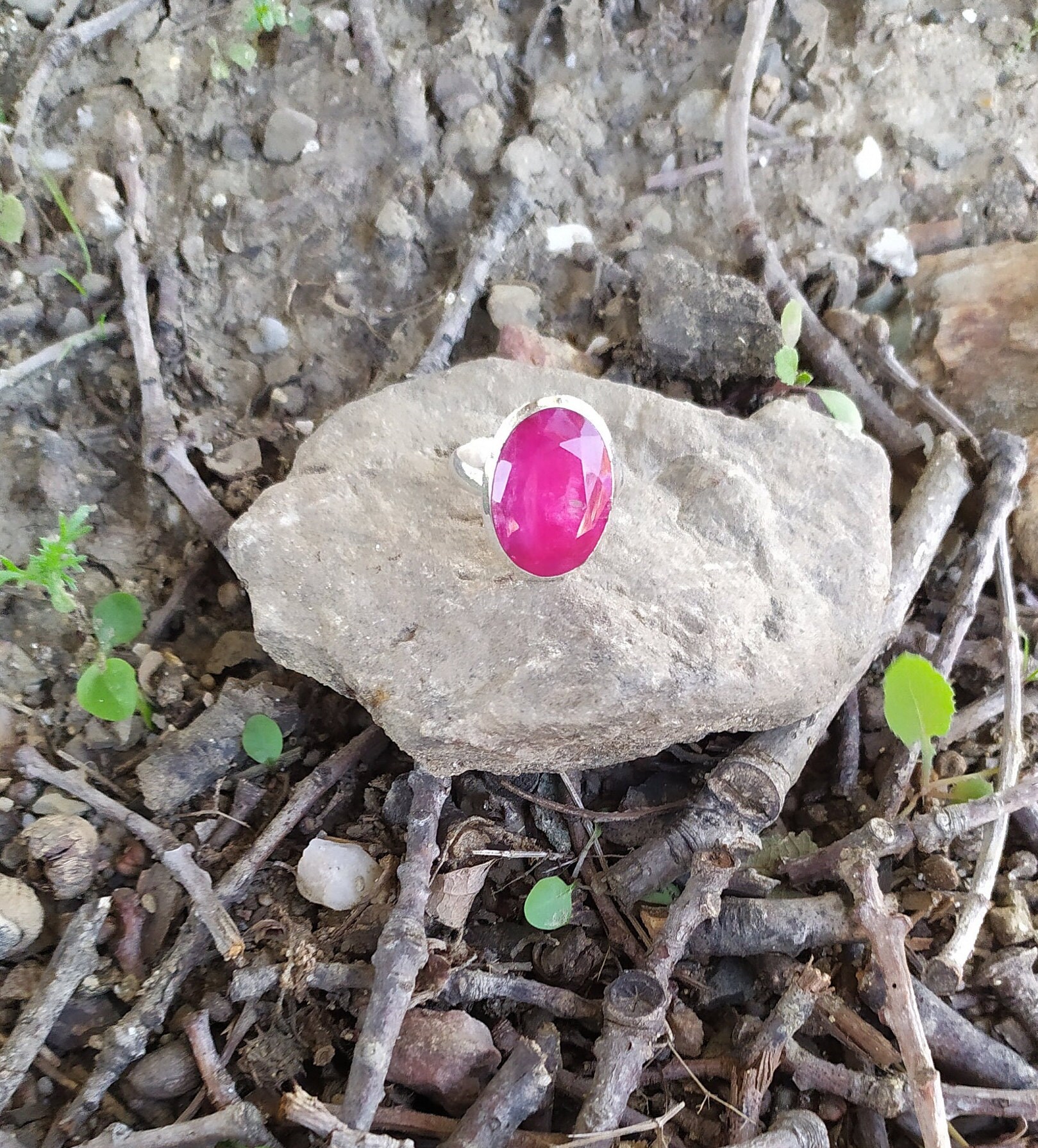 Raw Ruby Silver Ring, Silver Stone Ring, Ruby Stone, Red Stone Ring ...