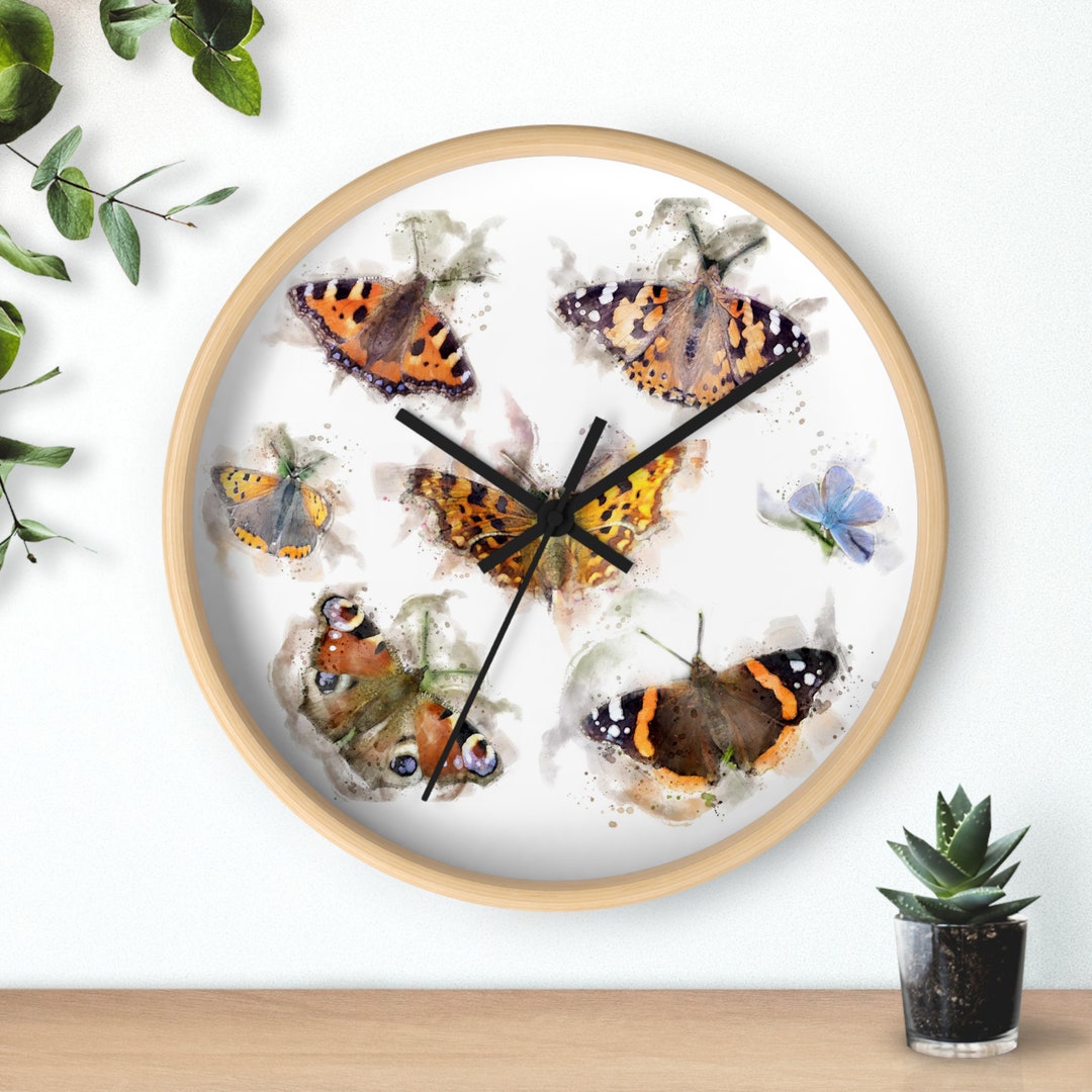 Butterflies Clock, With Watercolour Style British Butterflies | Elegant ...