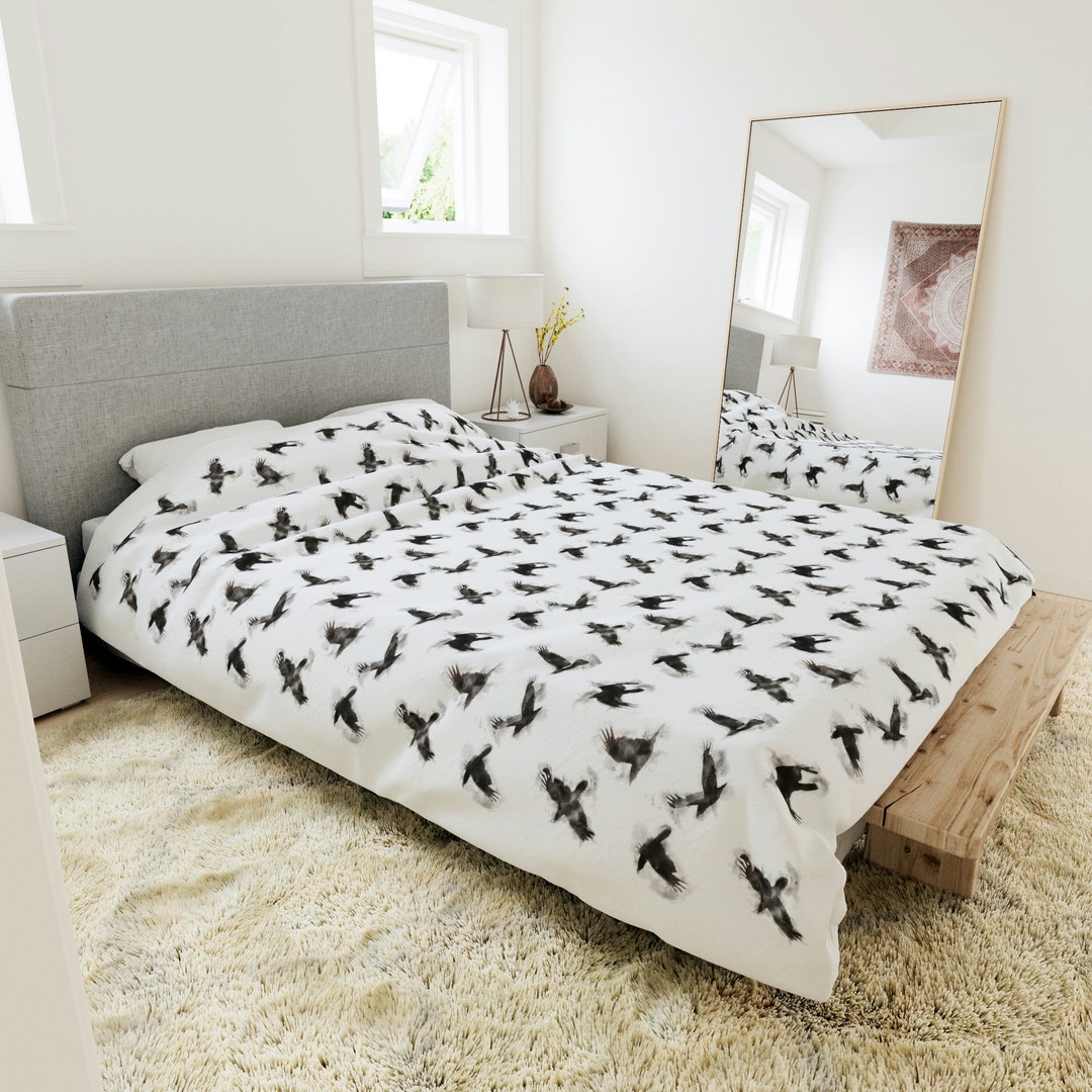Ravens Duvet Cover Bed Sheet Cover Featuring Flying Watercolour Style ...